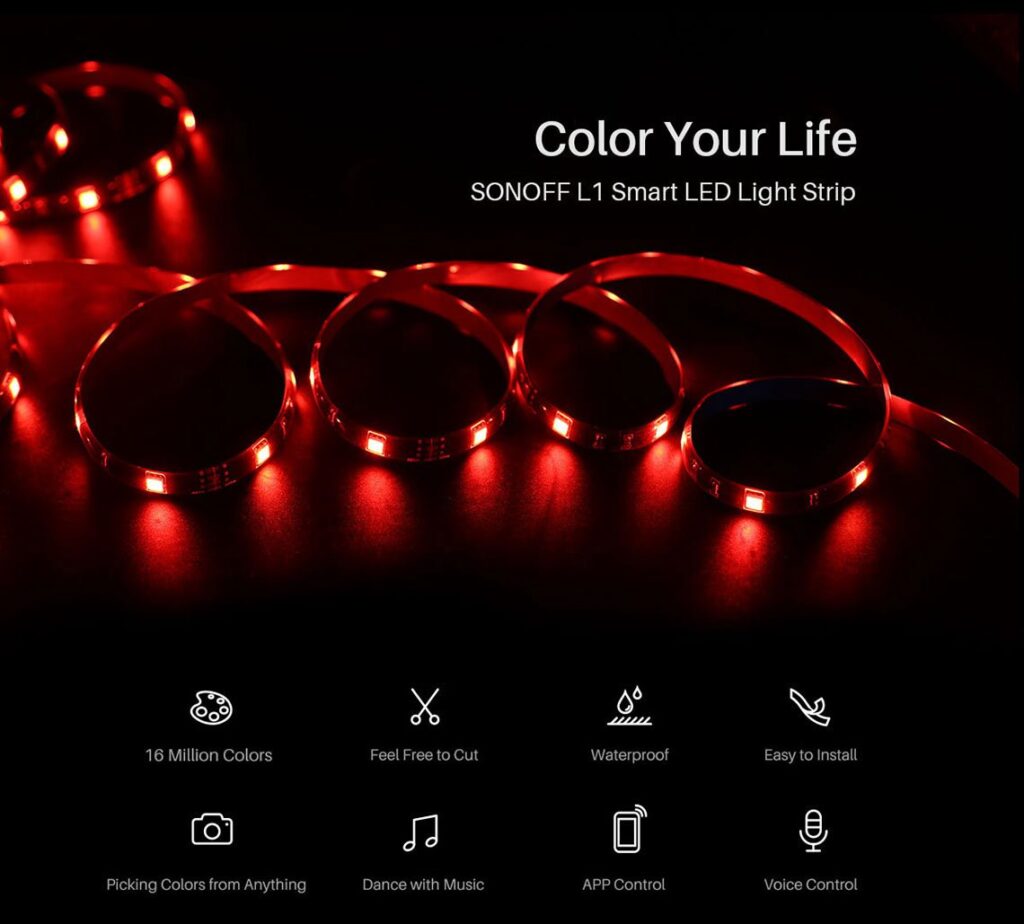 SONOFF L2-C Smart Wifi RGB LED Strip Controller 24Key IR Remote DC5V 12V 24V Support Alexa ...